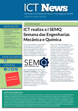 37ª Edição do ICT News – Instituto de Ciência e Tecnologia